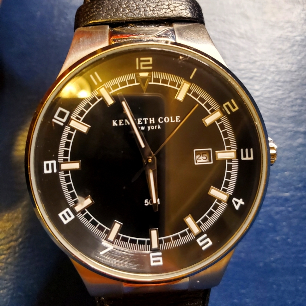 New Kenneth Cole New York Watch Leather Band Date - Gem